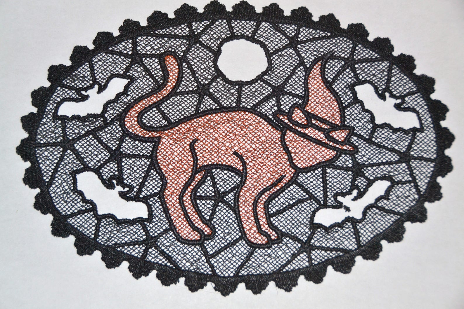 Halloween Cat Doily, Cat Doily, Bat Doily, Black Doily, Orange Doily ...