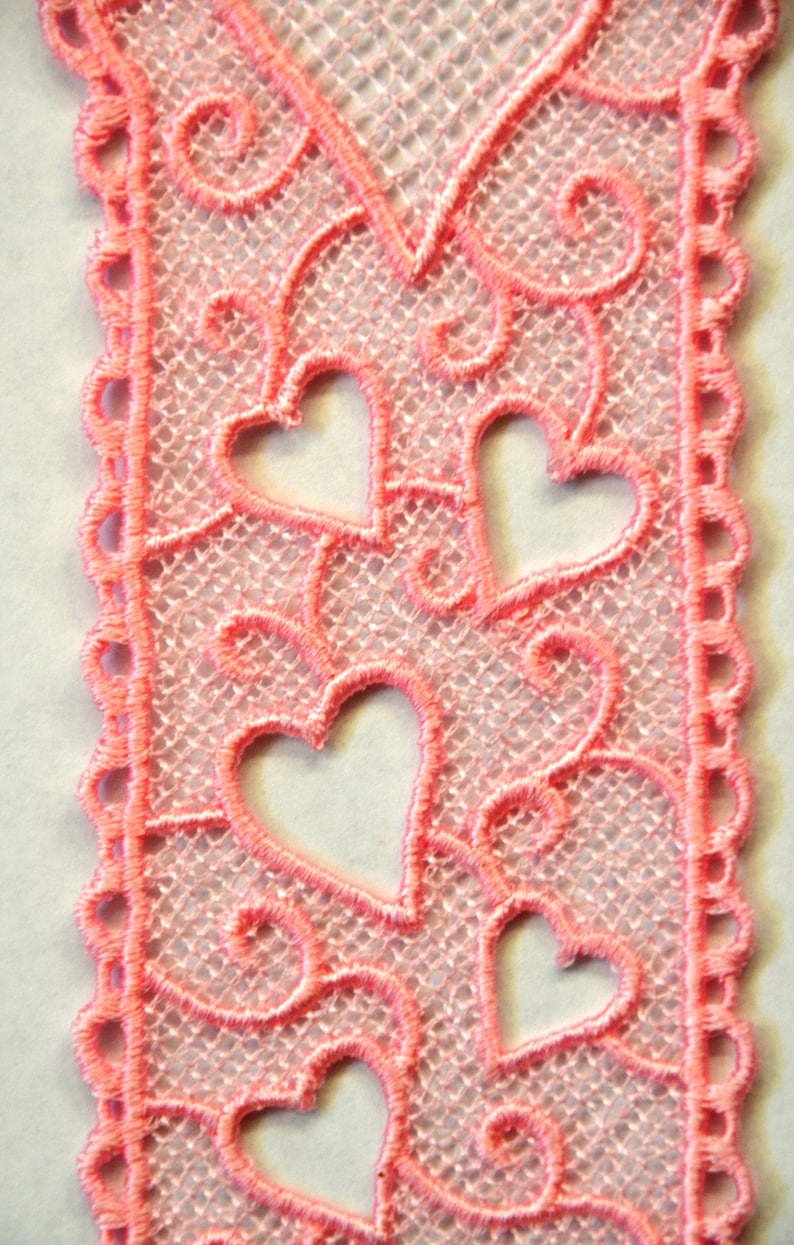 Heart Lace Bookmark, Freestanding Lace, Lace Bookmark, Embroidered Lace ...