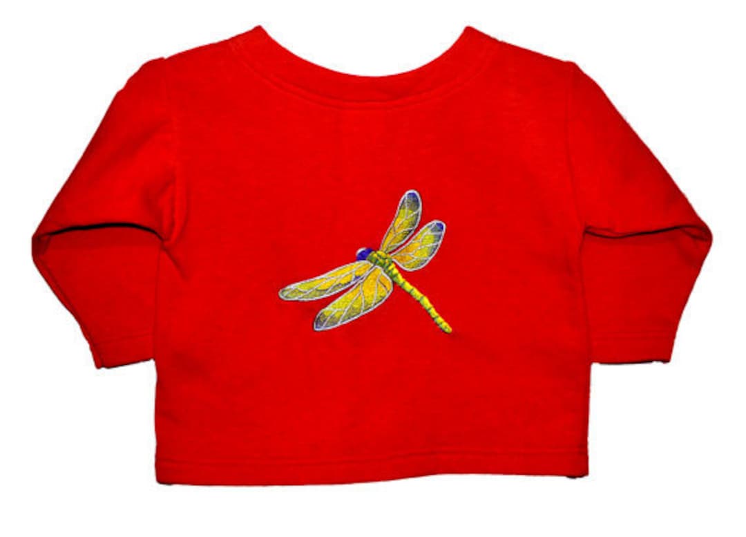 Dragonfly Embroidered Jacket, Yellow Dragonfly, Red Jacket, Dragonfly ...