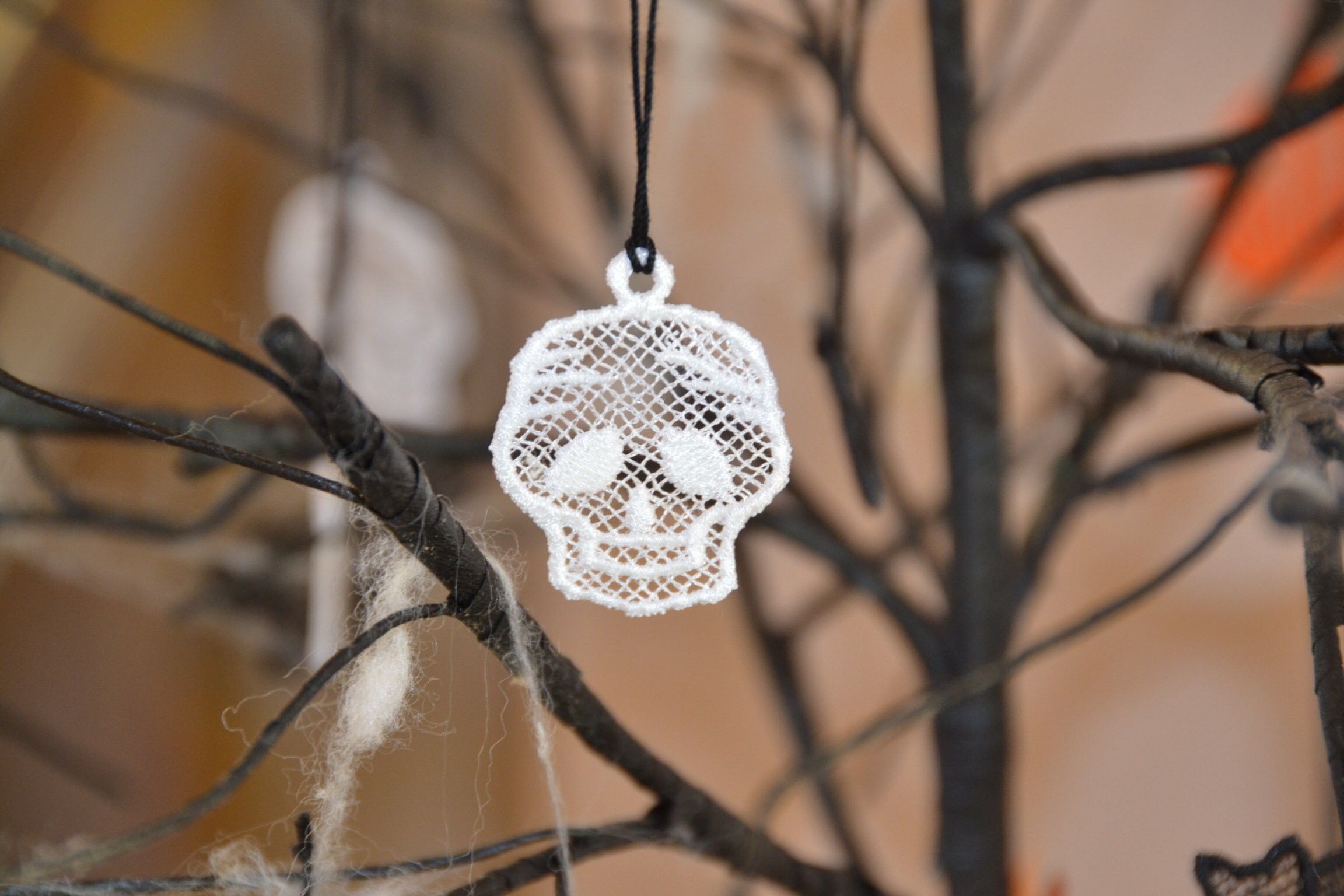 Halloween Lace Ornament Set Embroidered Lace Pumpkin - Etsy