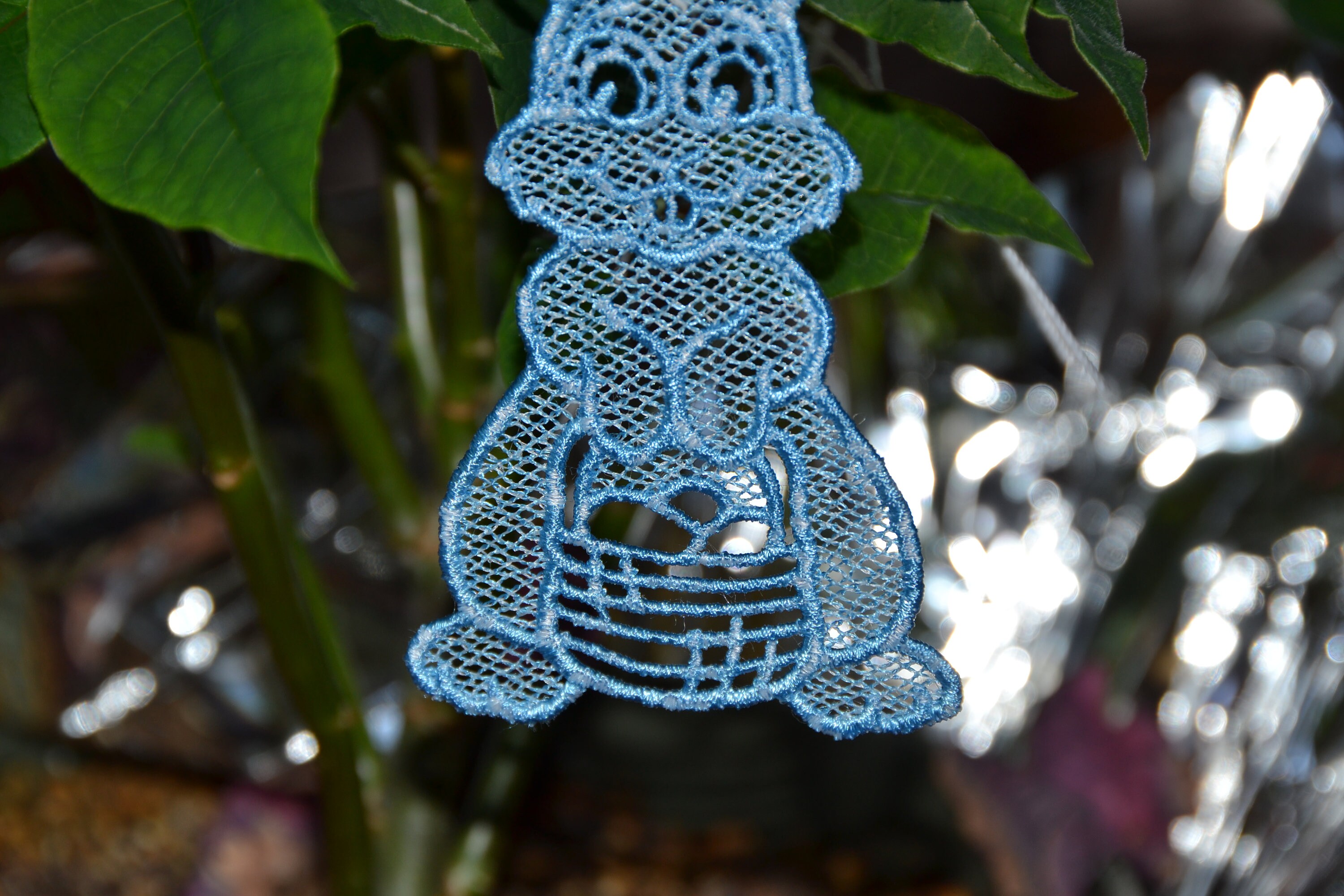 Bunny Rabbit Lace Ornament, Lace, Easter Ornament, Pink , Blue , Rabbit ...