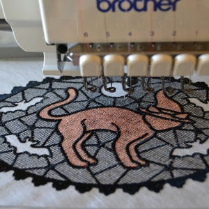 Halloween Cat Doily, Cat Doily, Bat Doily, Black Doily, Orange Doily ...