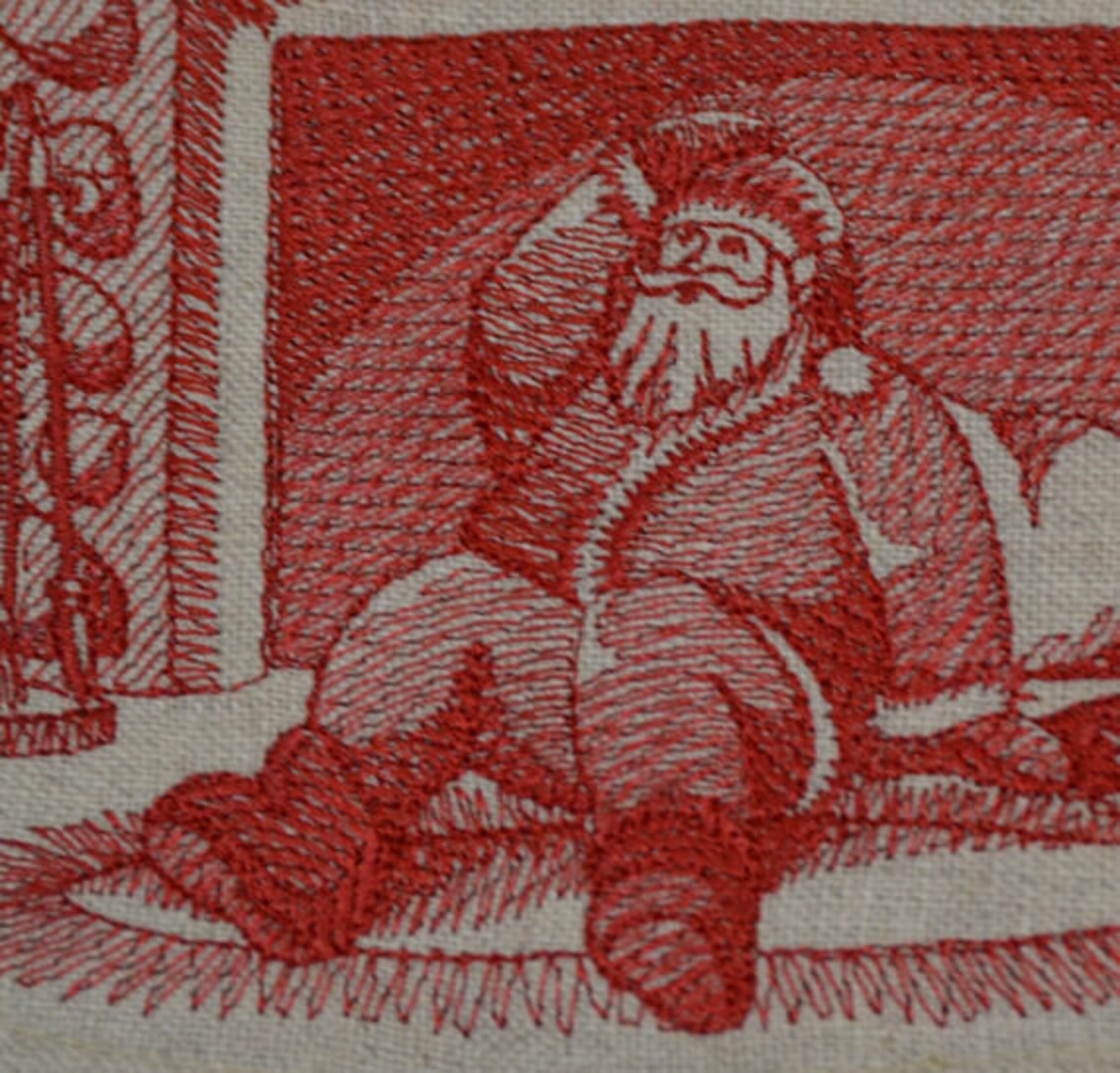 Santa Quilted Wall Hanging, Santa Table Topper, Toile Embroidery, Wall ...