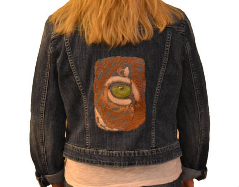 Denim Jacket, Jaguar, Embroidered Jacket, Eye Jacket, Cat Jacket, Women ...