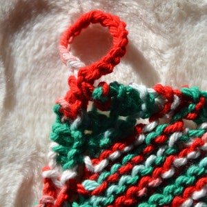 Hand-knit Christmas Cotton Dishcloth, Christmas Dishcloth, Variegated ...