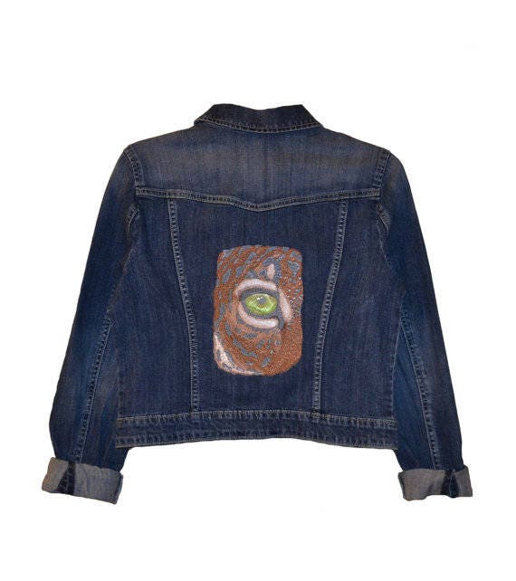 Denim Jacket, Jaguar, Embroidered Jacket, Eye Jacket, Cat Jacket, Women ...