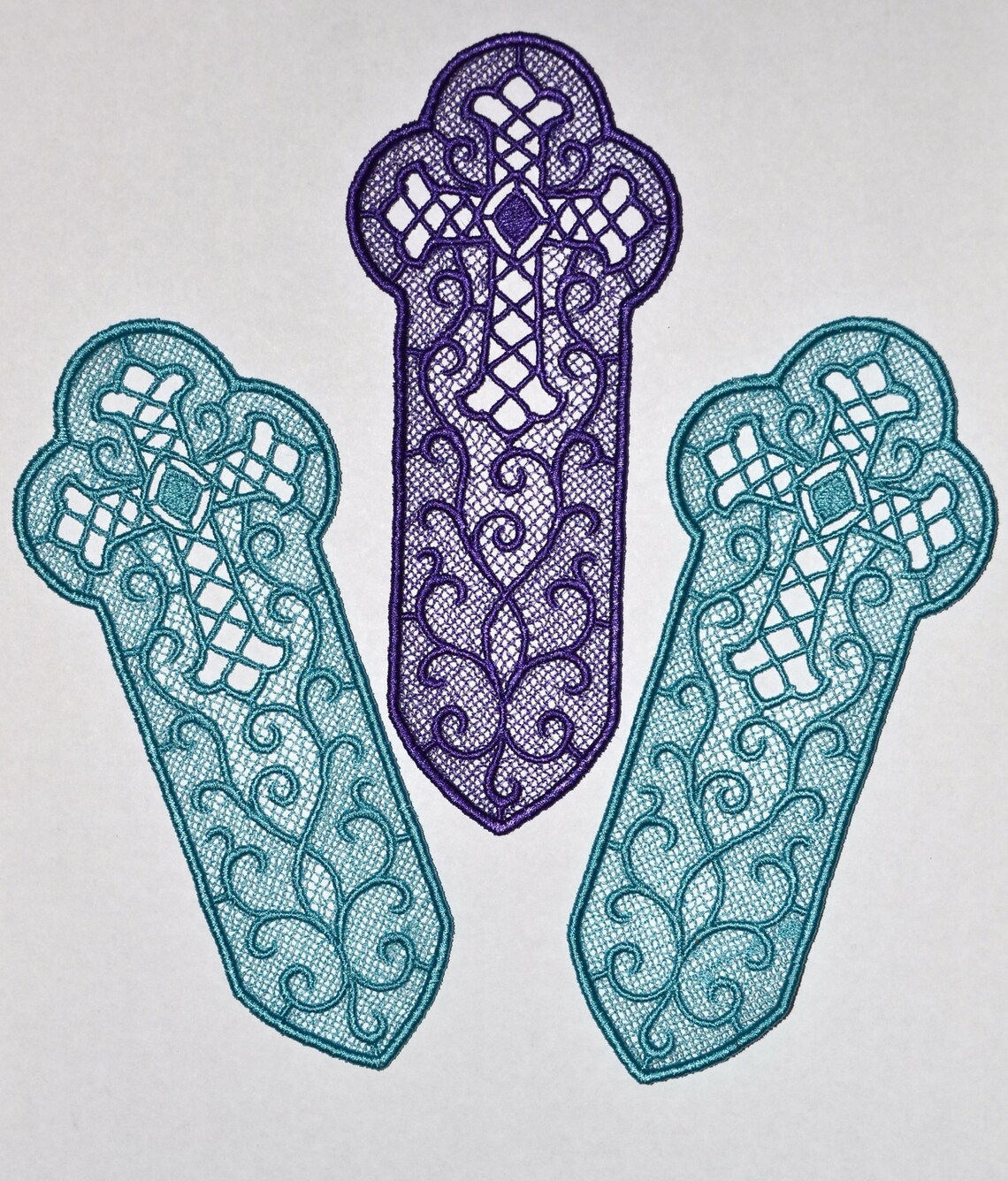 Cross Bookmark, Lace Bookmark, Purple Bookmark, Aqua Blue Bookmark ...