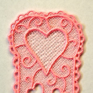 Heart Lace Bookmark, Freestanding Lace, Lace Bookmark, Embroidered Lace ...