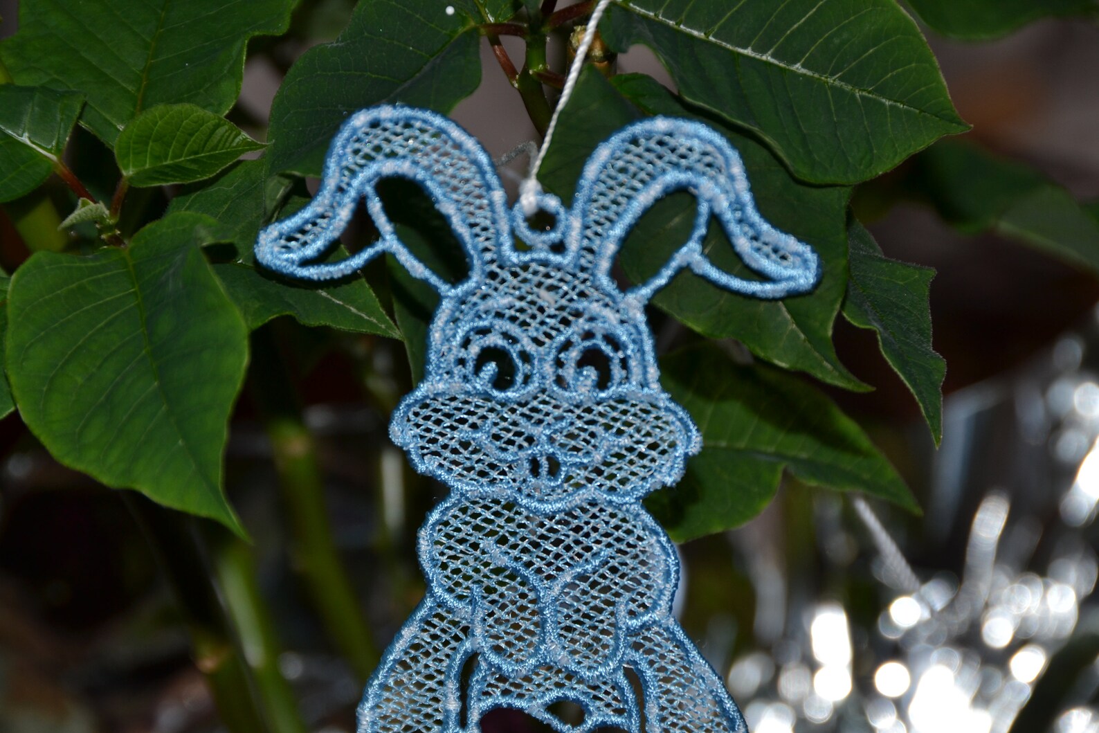 Bunny Rabbit Lace Ornament, Lace, Easter Ornament, Pink , Blue , Rabbit ...