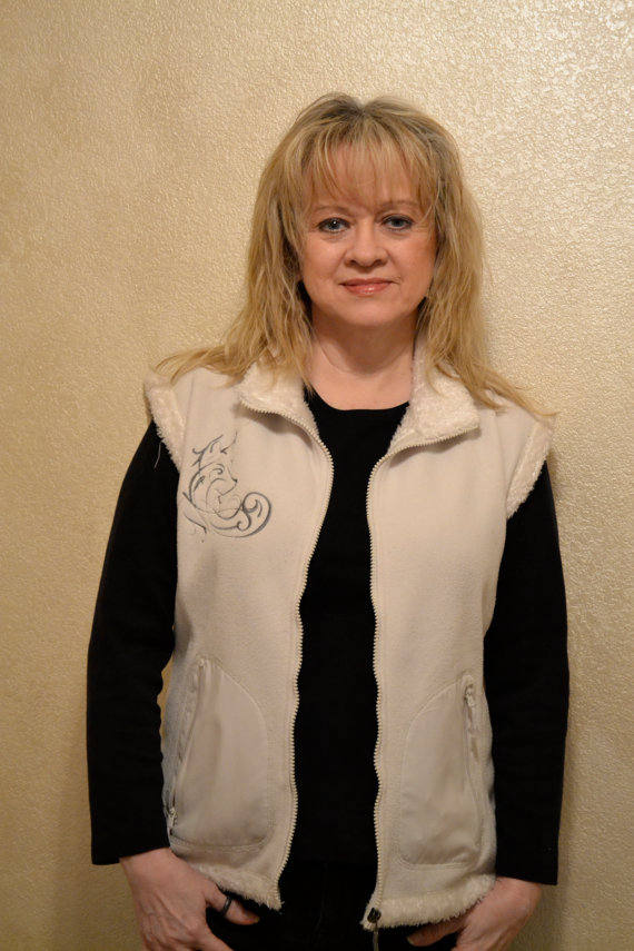 Wolf Vest Embroidered, Fleece Vest, Wolf Vest, Wild Hair Fleece, Women ...