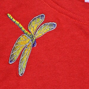 Dragonfly Embroidered Jacket, Yellow Dragonfly, Red Jacket, Dragonfly ...