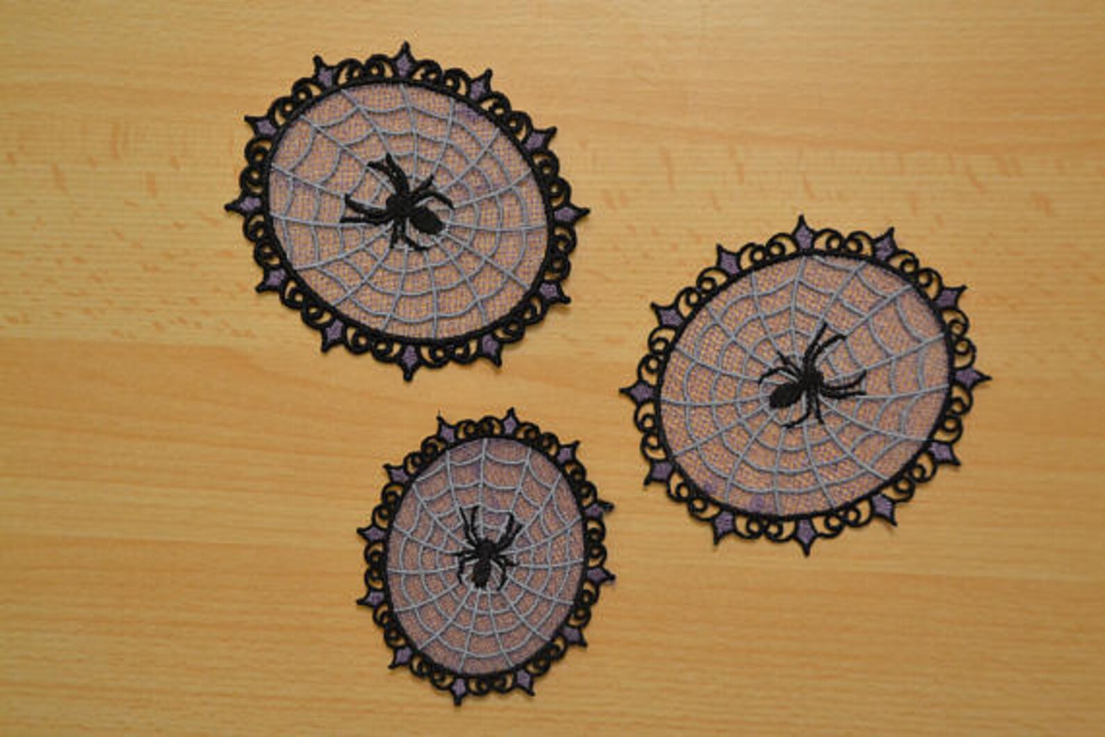 Halloween Spider Doily, Spider Doily, Halloween Coaster, Black, Purple ...