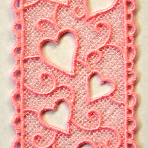 Heart Lace Bookmark, Freestanding Lace, Lace Bookmark, Embroidered Lace ...