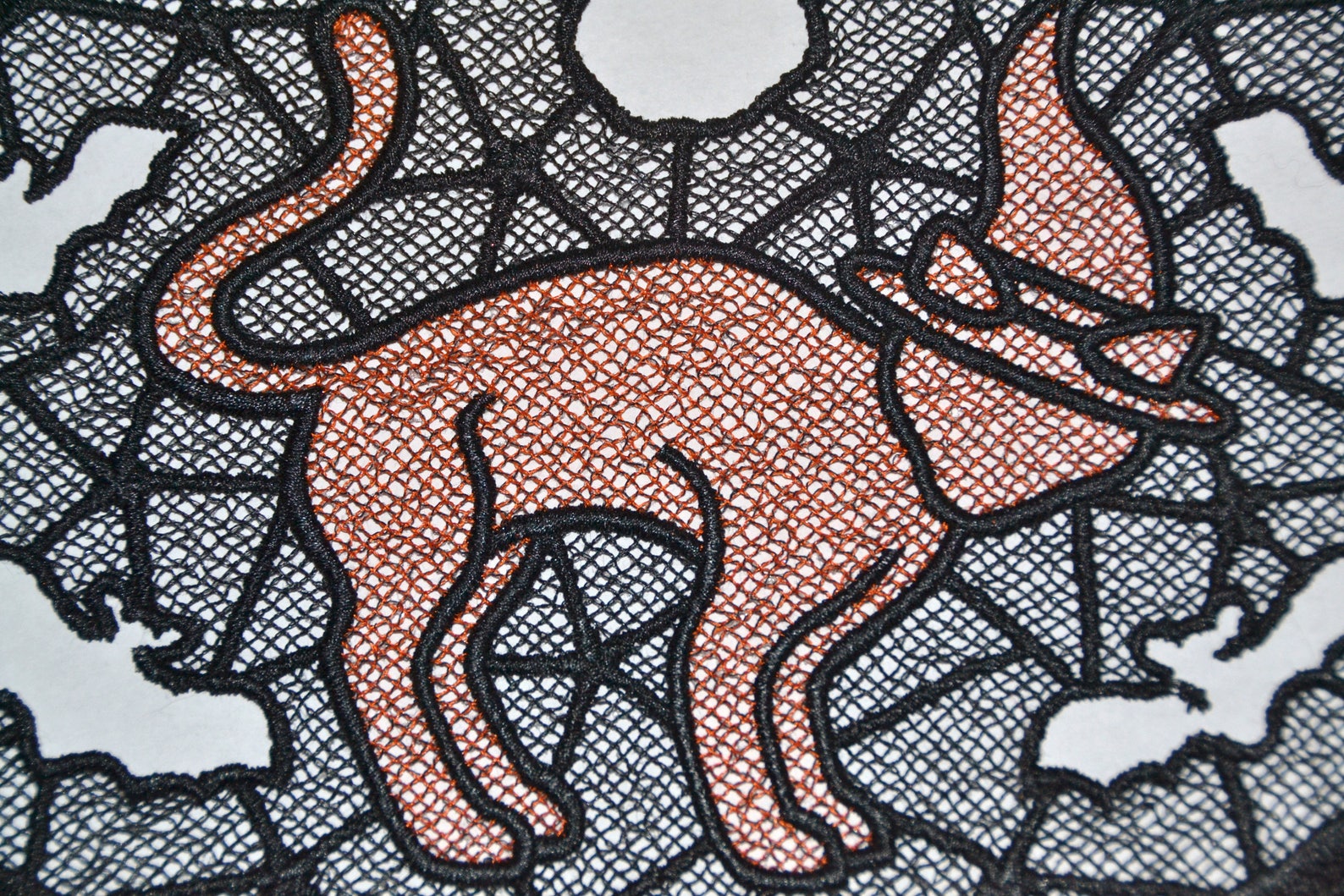 Halloween Cat Doily, Cat Doily, Bat Doily, Black Doily, Orange Doily ...