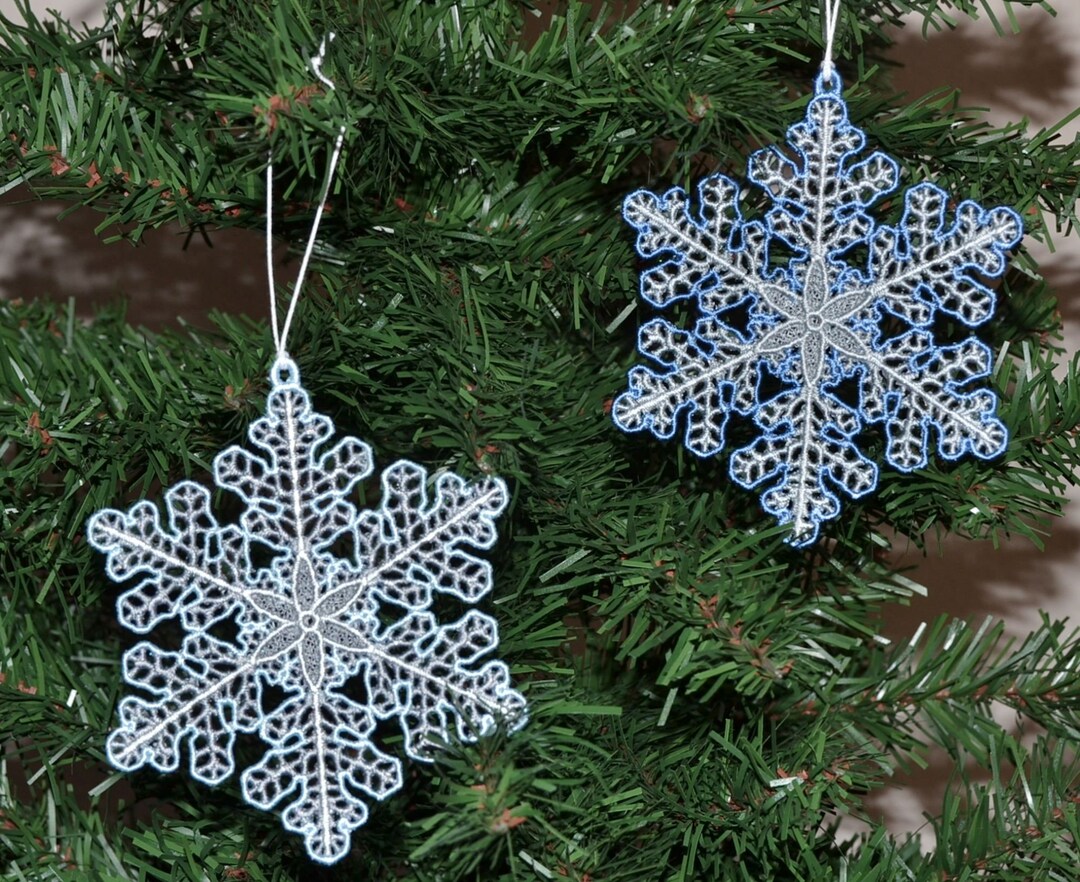 Snowflake Lace Ornament, Christmas Tree Ornament, Lace Decoration, Blue ...
