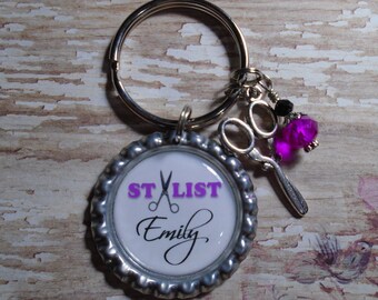 Personalized Hair Stylist Key Chain With Charm | Etsy