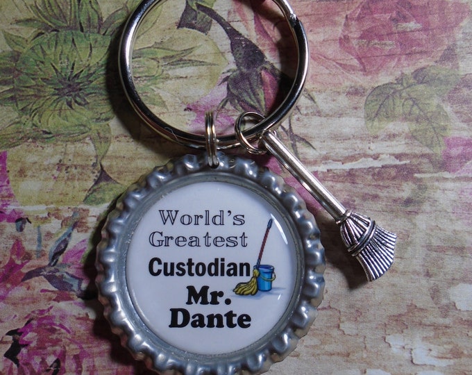 World's Greatest Custodian/janitor Key Chain With Charms - Etsy