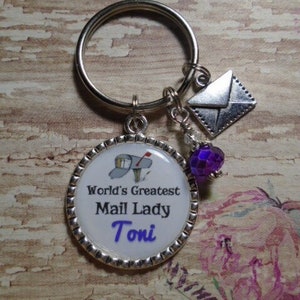 Personalized World's Greatest Mail Man/mail Lady Key Chain With Charms ...