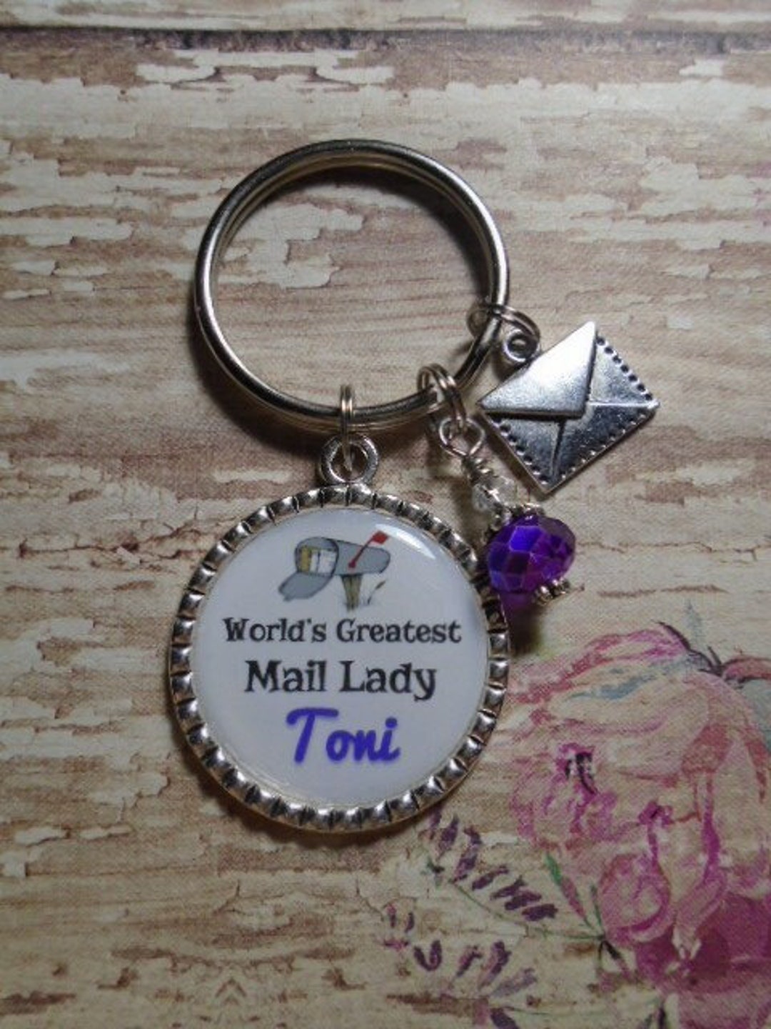 Personalized World's Greatest Mail Man/mail Lady Key Chain With Charms ...
