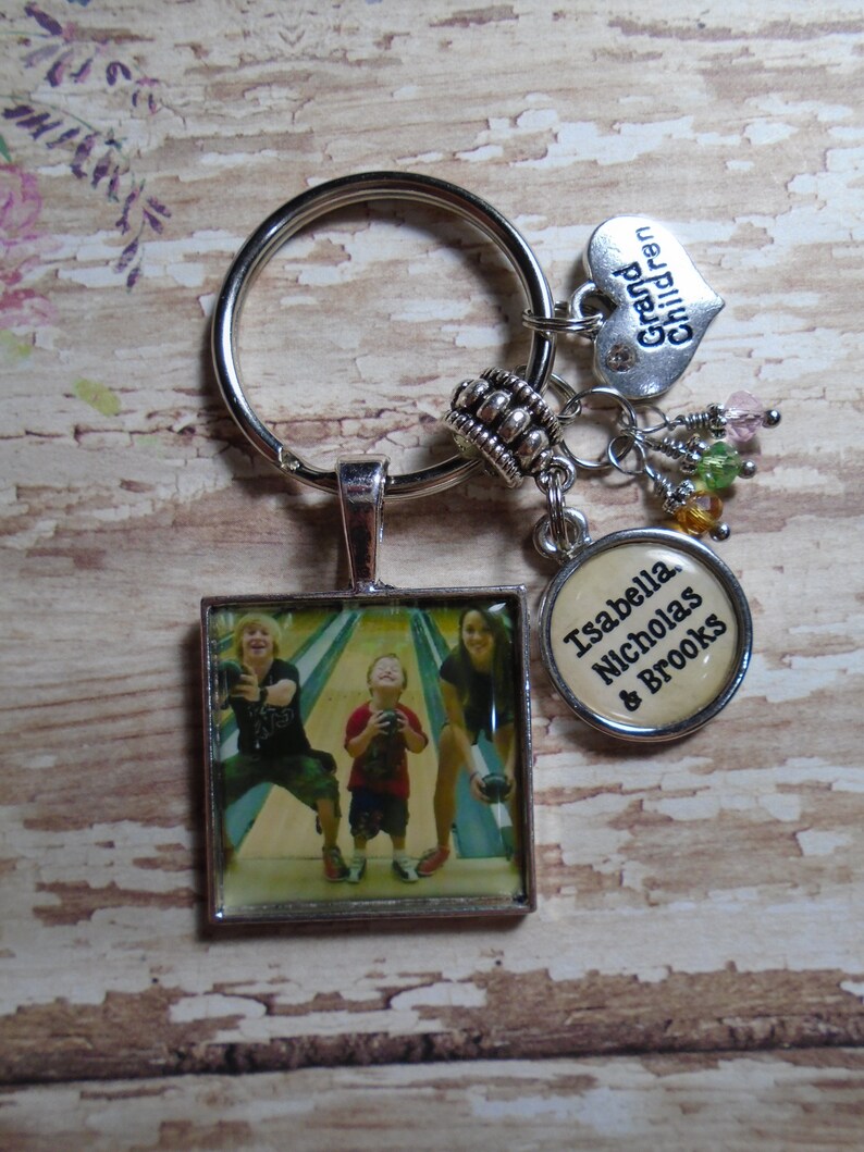 Grand Children Family Kids Photo Key Chain With Names and - Etsy