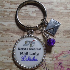 Personalized World's Greatest Mail Man/mail Lady Key Chain With Charms ...