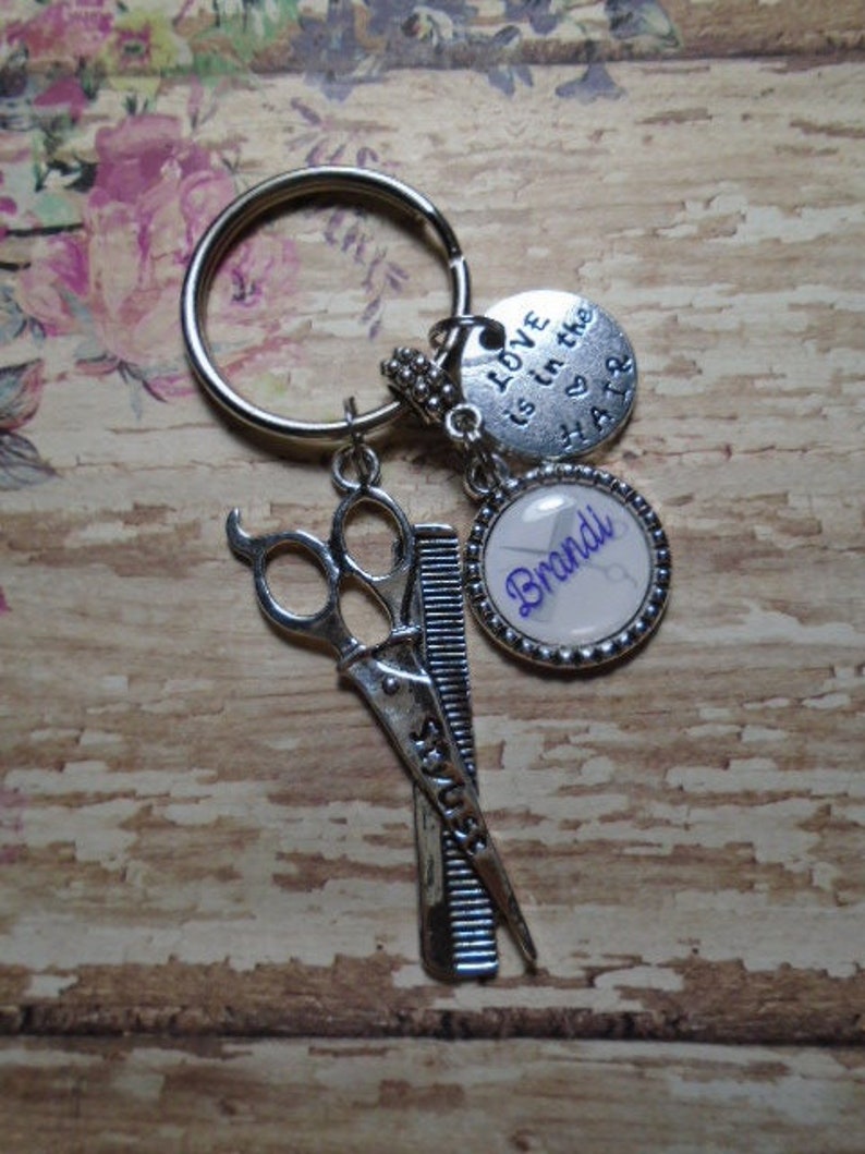 Personalized Hair Stylist Key Chain With Charm | Etsy