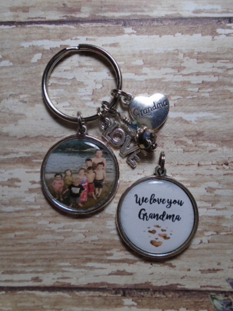 Personalized Family Photo Double-sided Key Chain With Charms | Etsy