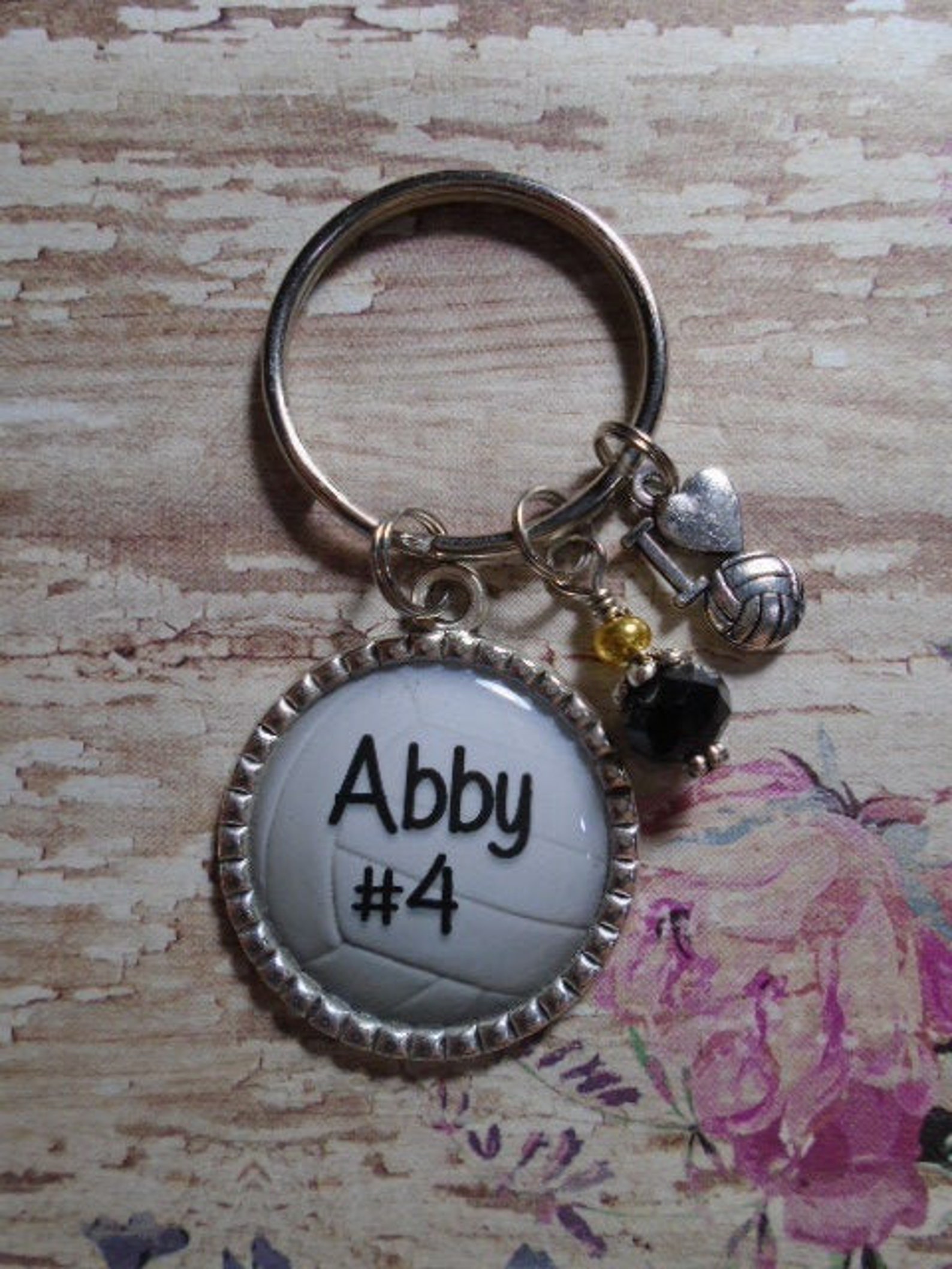 Personalized Volleyball Key Chain With Charms - Etsy