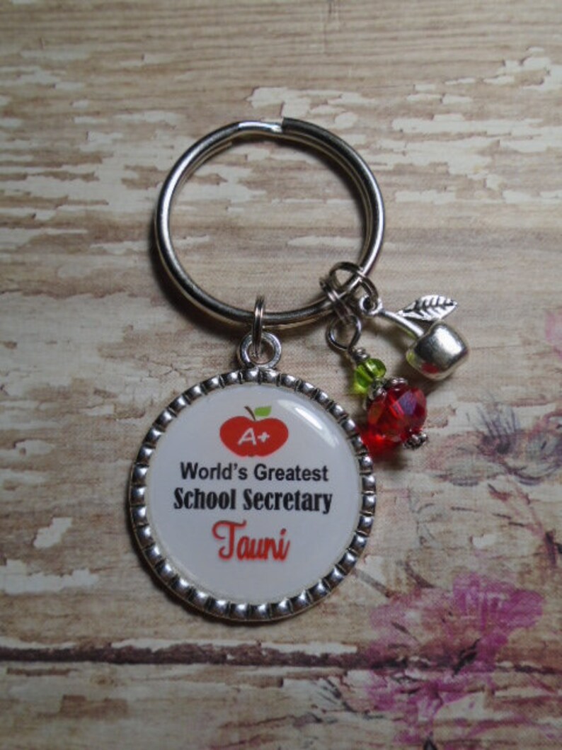 Personalized School Secretary Key Chain With Charms - Etsy