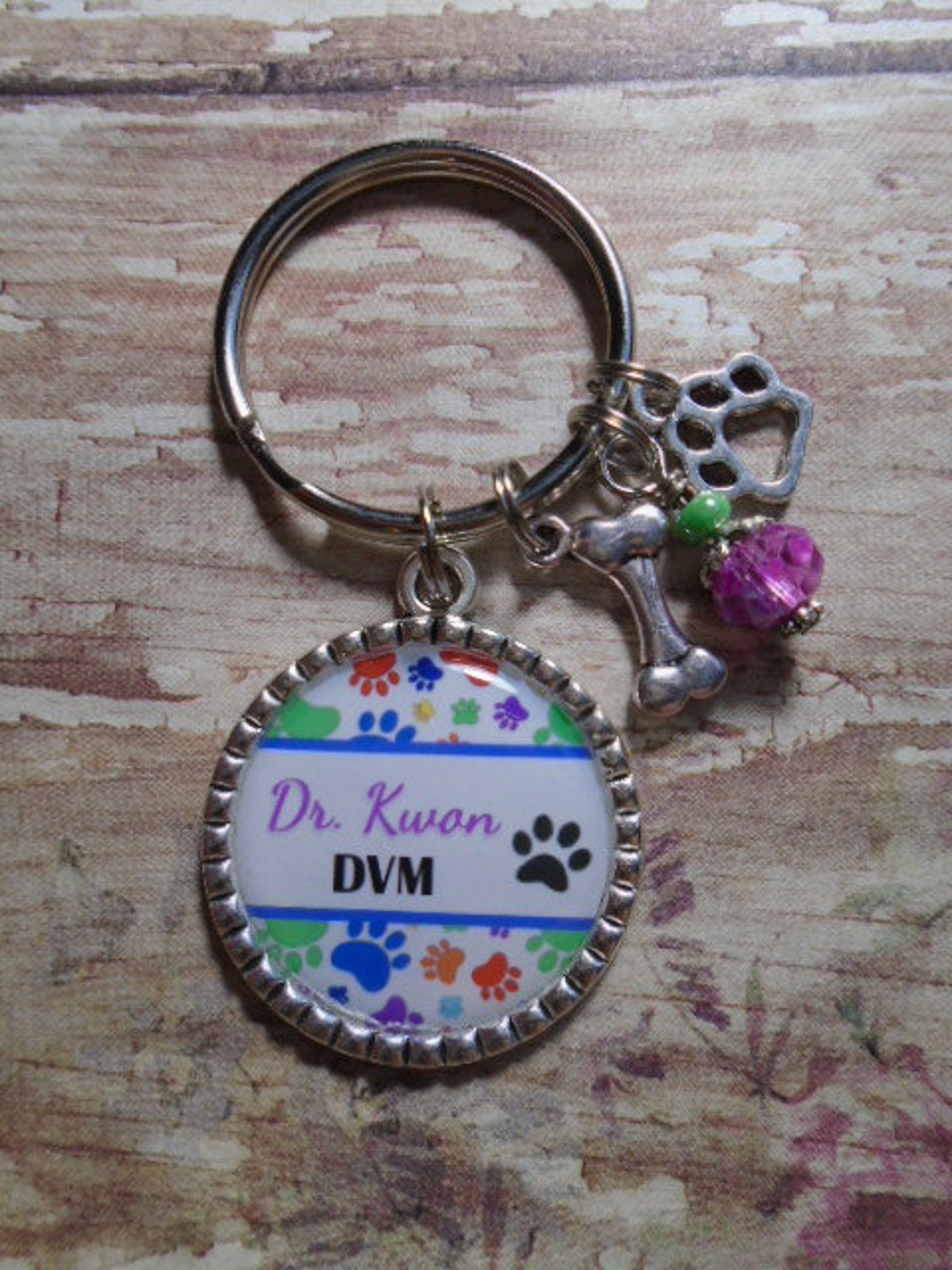 Personalized Vet Assistant/tech Key Chain With Charms | Etsy