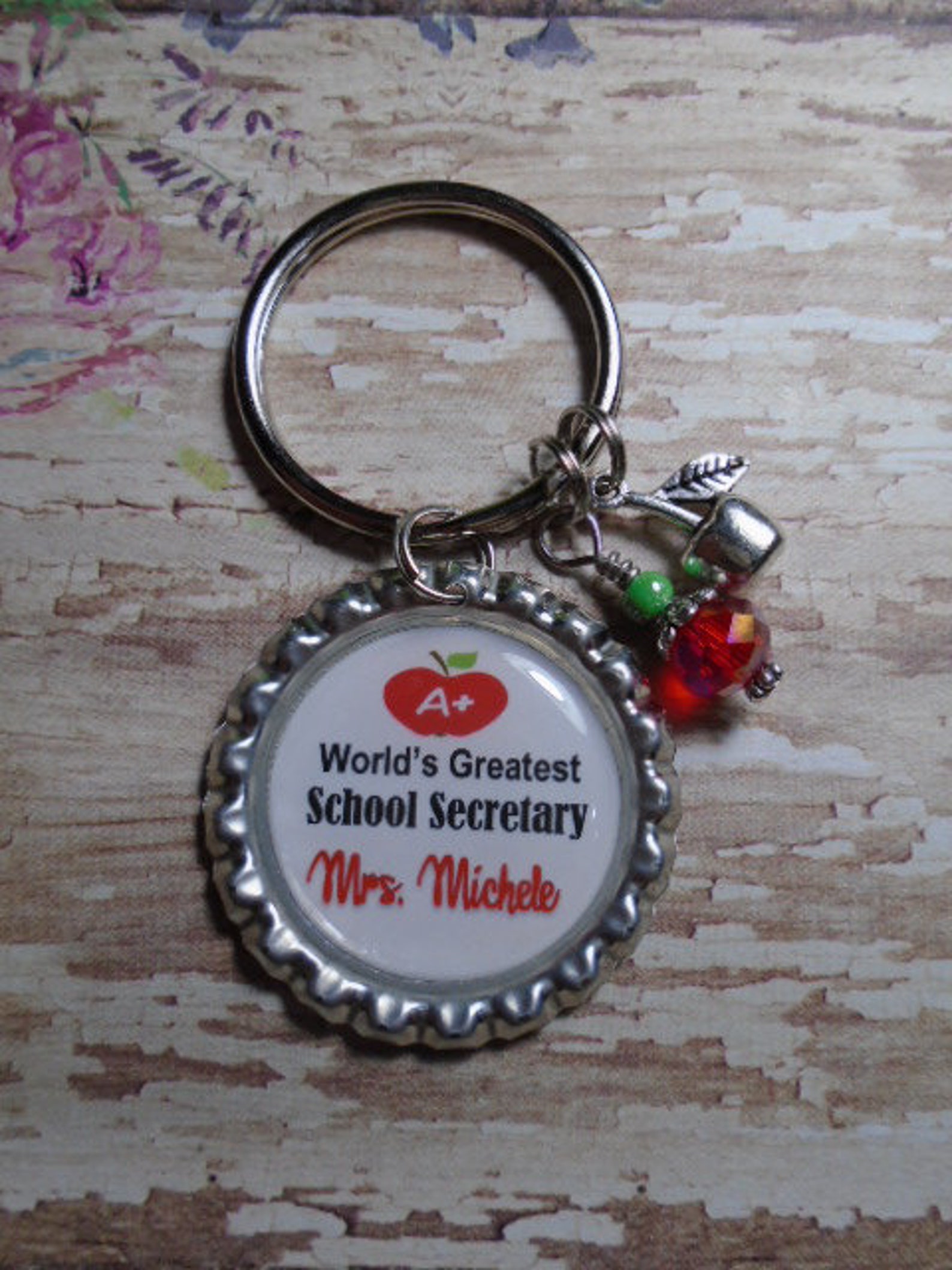 Personalized School Secretary Key Chain With Charms | Etsy
