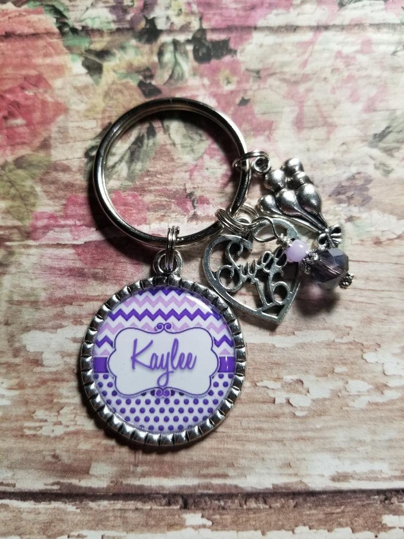 Sweet 16 Personalized Key Chain With Charms - Etsy