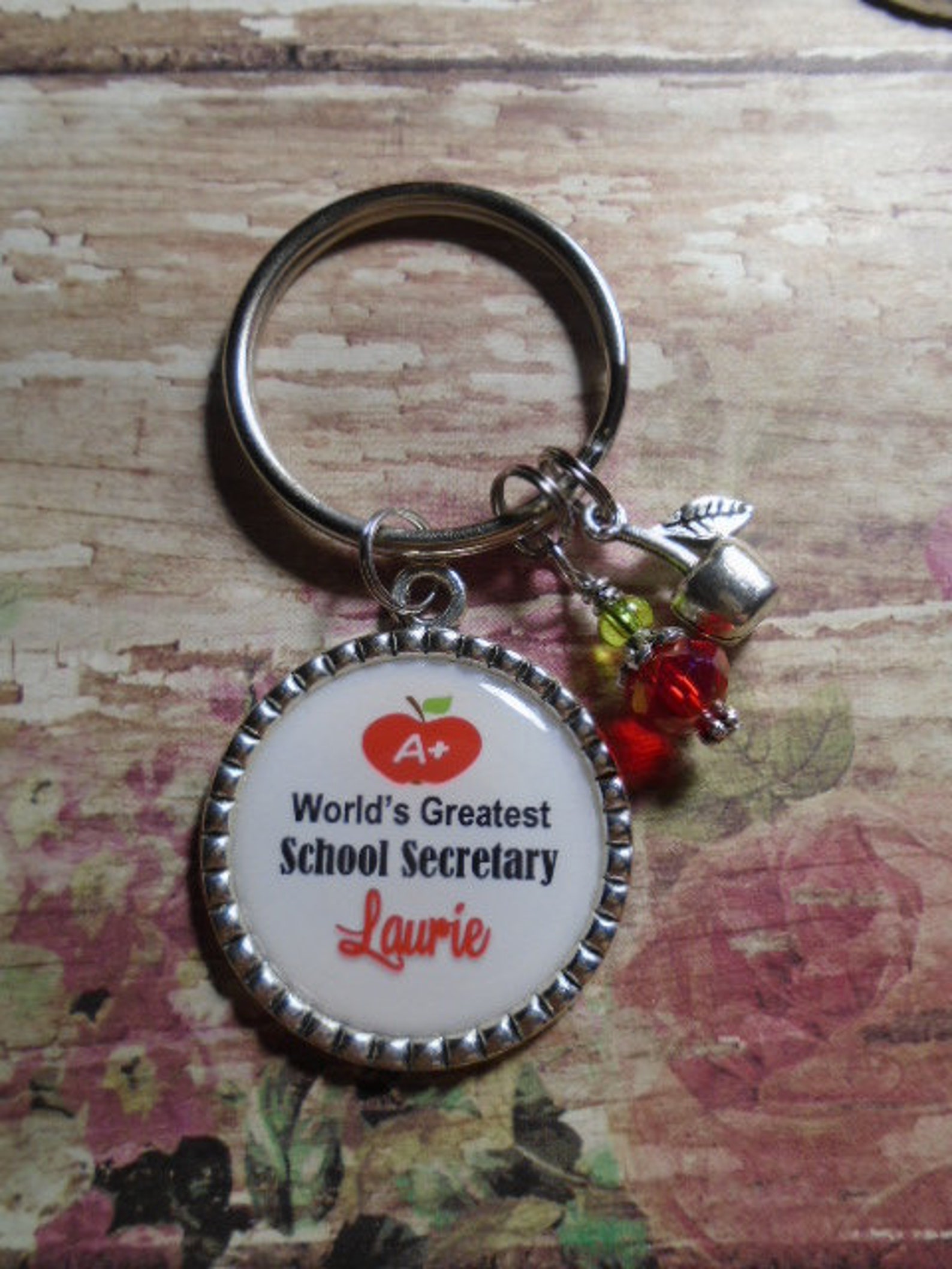 Personalized School Secretary Key Chain With Charms - Etsy