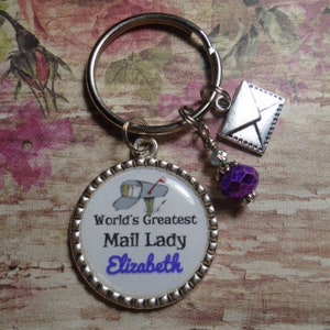 Personalized World's Greatest Mail Man/mail Lady Key Chain With Charms ...