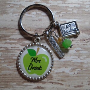 Personalized Green Apple Teacher Key Chain With Charms - Etsy