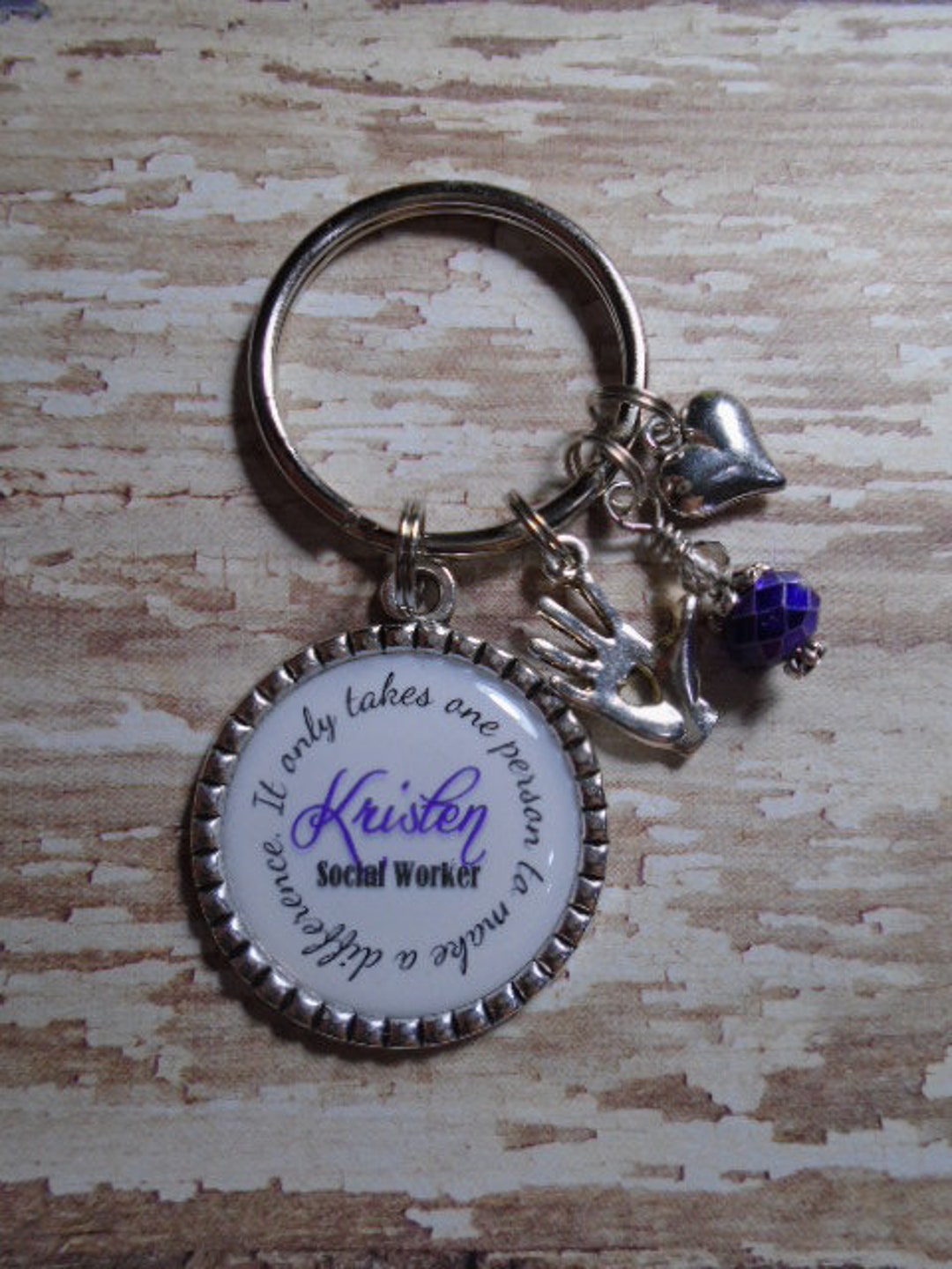 Social Worker Personalized Key Chain With Charms - Etsy
