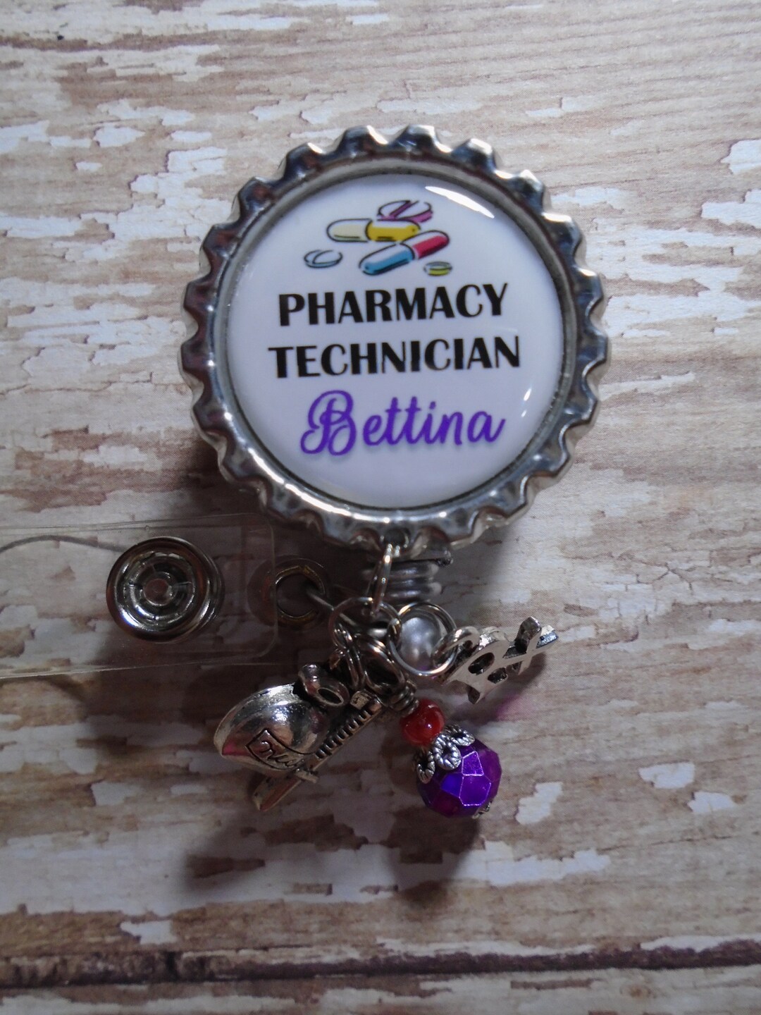 Personalized Pharmacy Technician Badge Reel With Charms - Etsy
