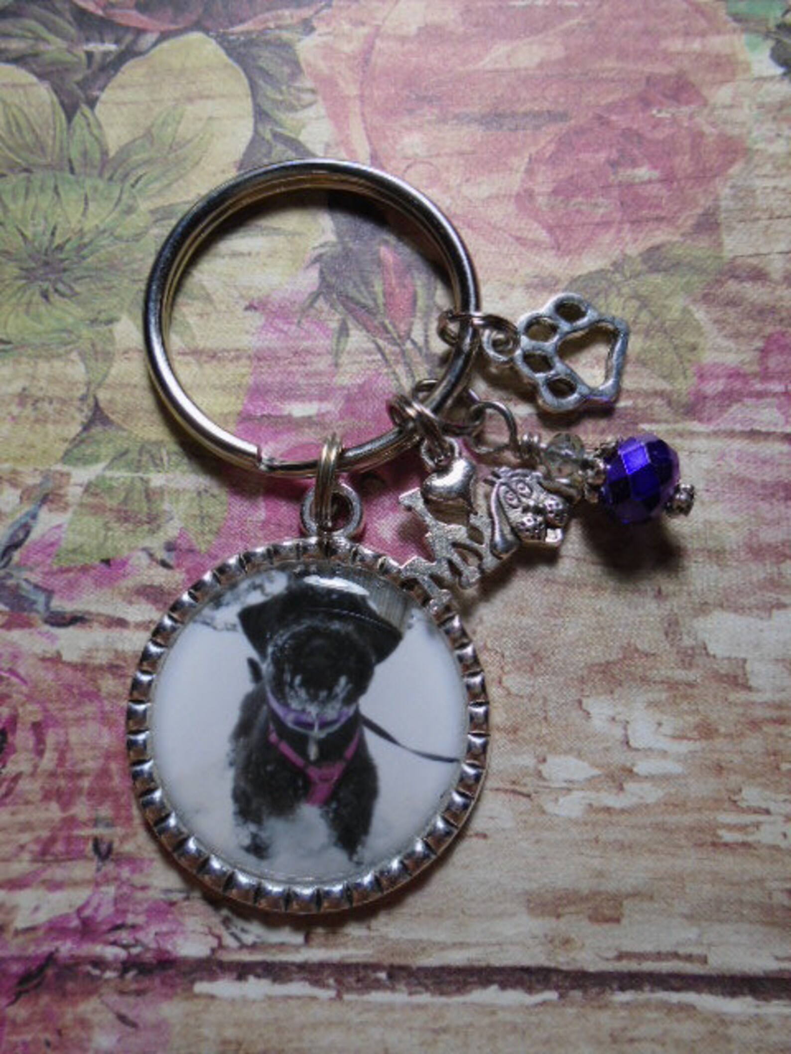 Photo Pet Dog/cat Key Chain With Charms - Etsy