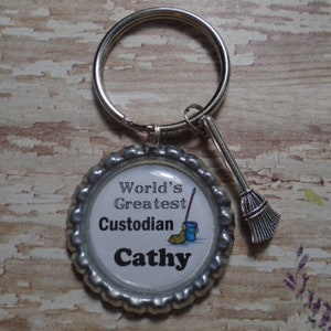 World's Greatest Custodian/janitor Key Chain With Charms - Etsy