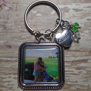 Square Photo Key Chain With Charms for Family Friends Daughter Mother ...