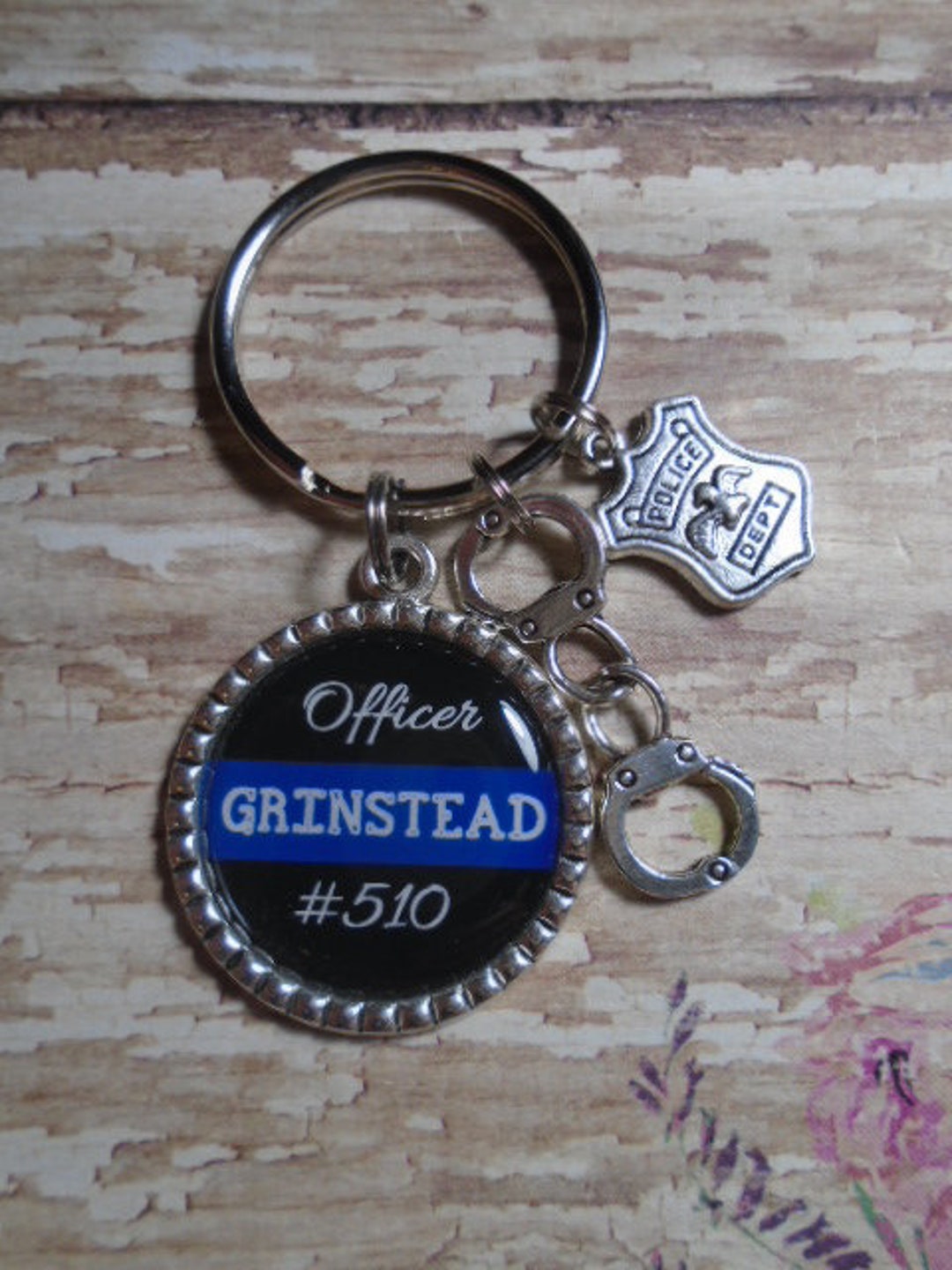 Personalized Police Officer Keychain With Charms - Etsy