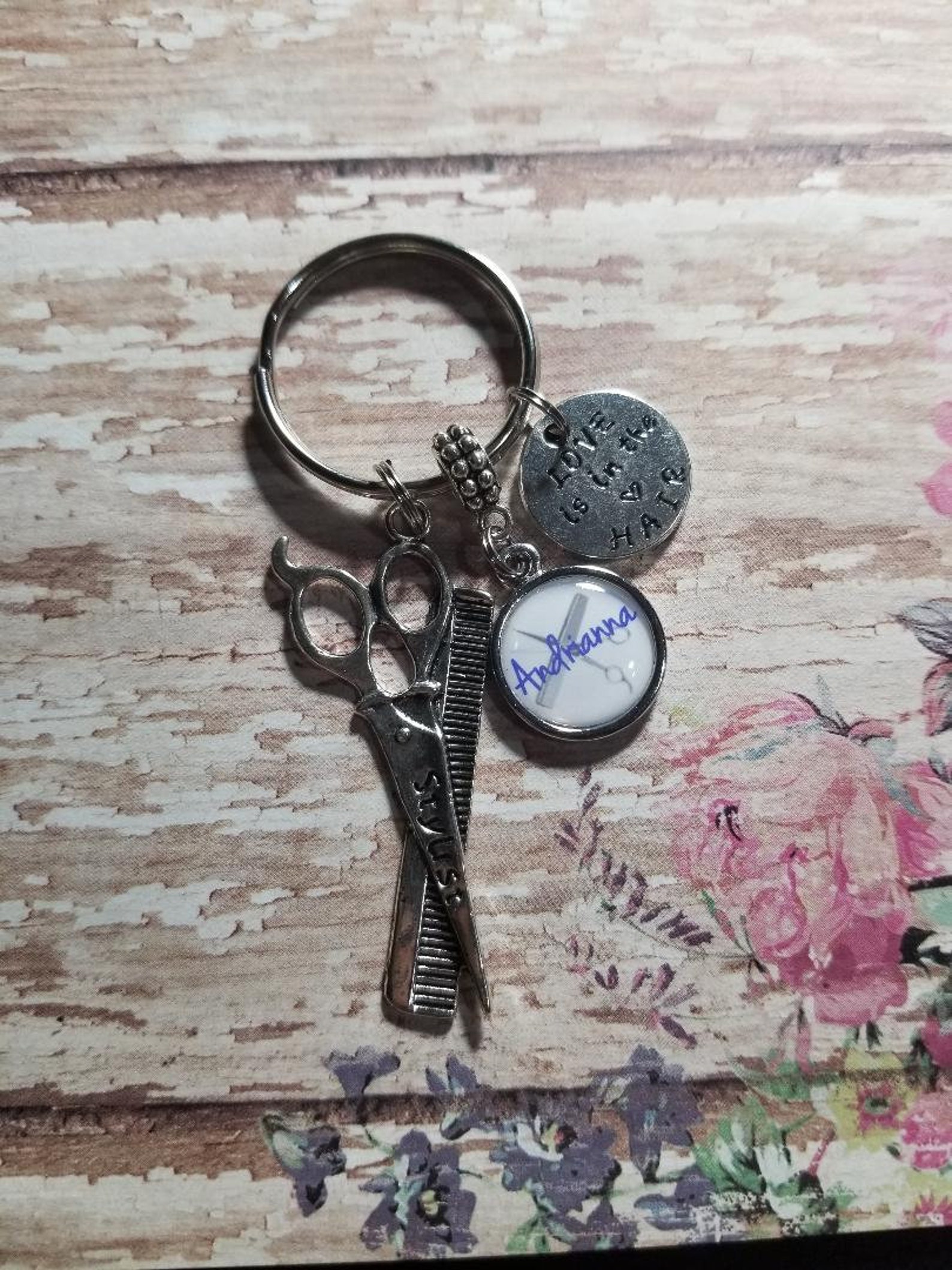 Personalized Hair Stylist key chain with charm | Etsy