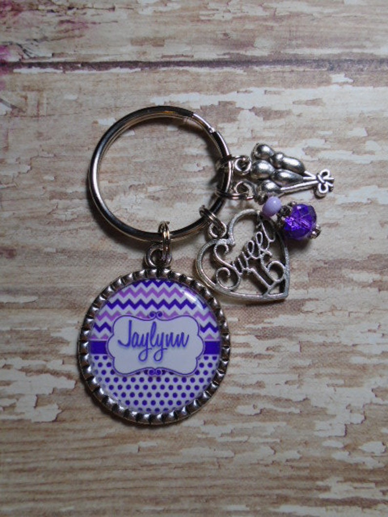Sweet 16 Personalized Key Chain With Charms - Etsy