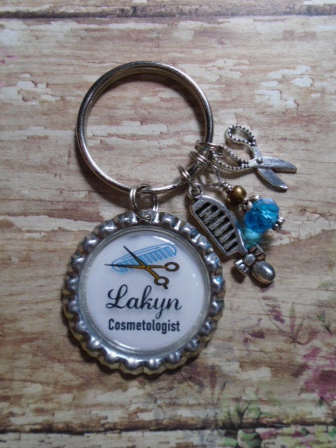 Personalized Cosmetologist/hair Stylist Key Chain With Charms - Etsy