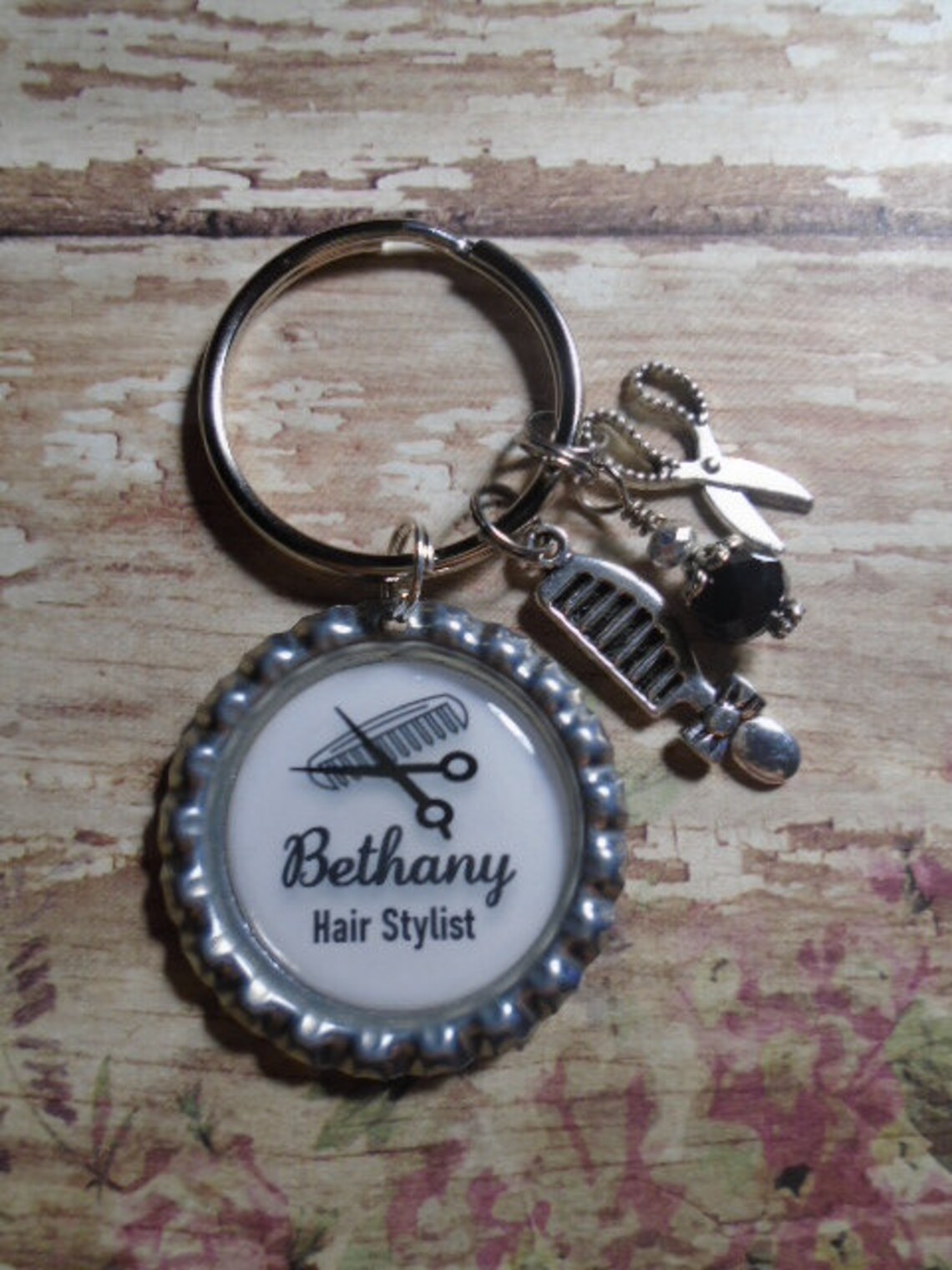 Personalized Cosmetologist/Hair Stylist key chain with charms | Etsy