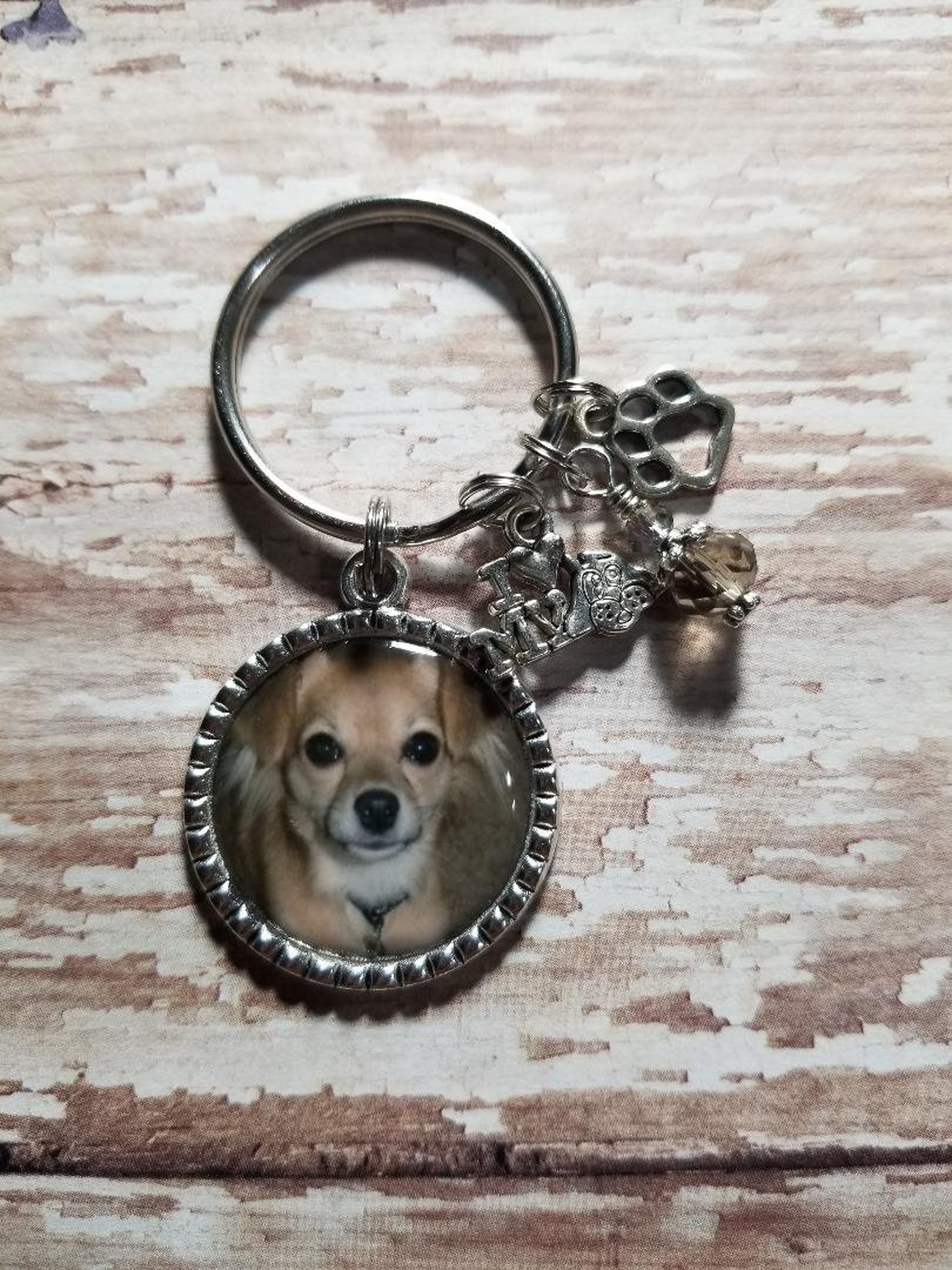 Photo Pet Dog/cat Key Chain With Charms - Etsy