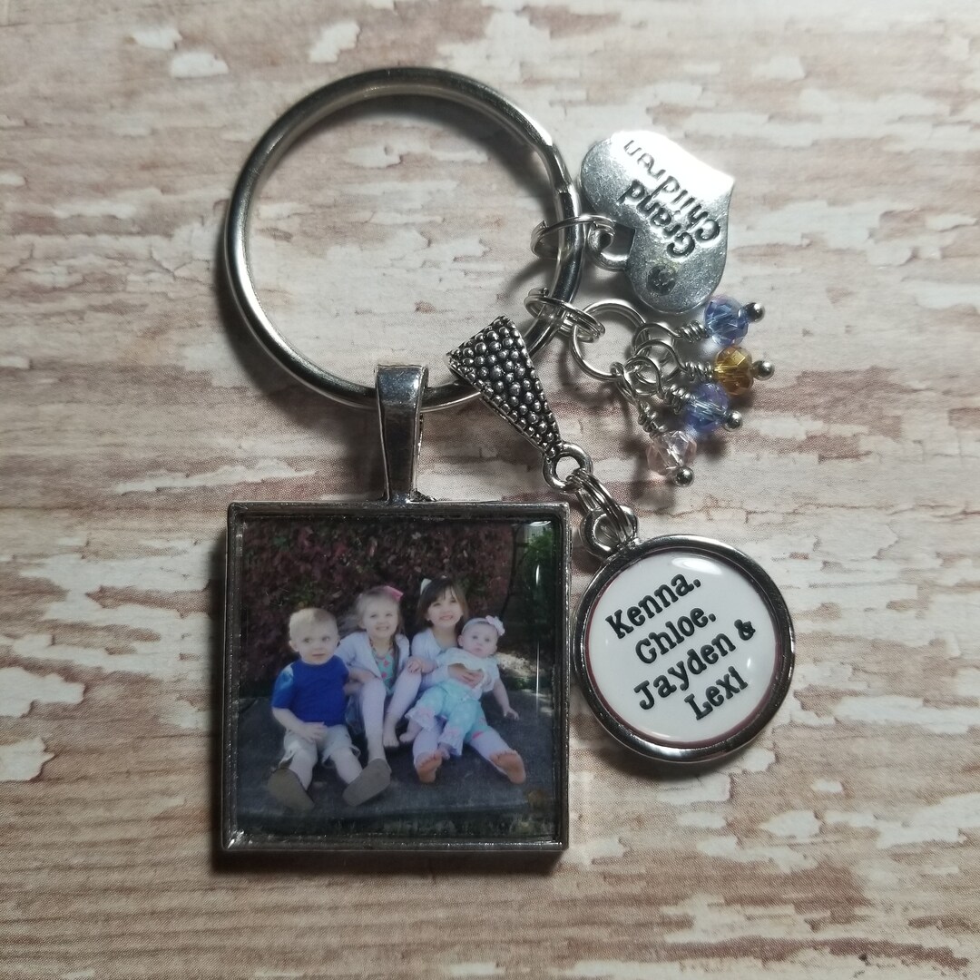 Grand Children Family Kids Photo Key Chain With Names and Charms - Etsy