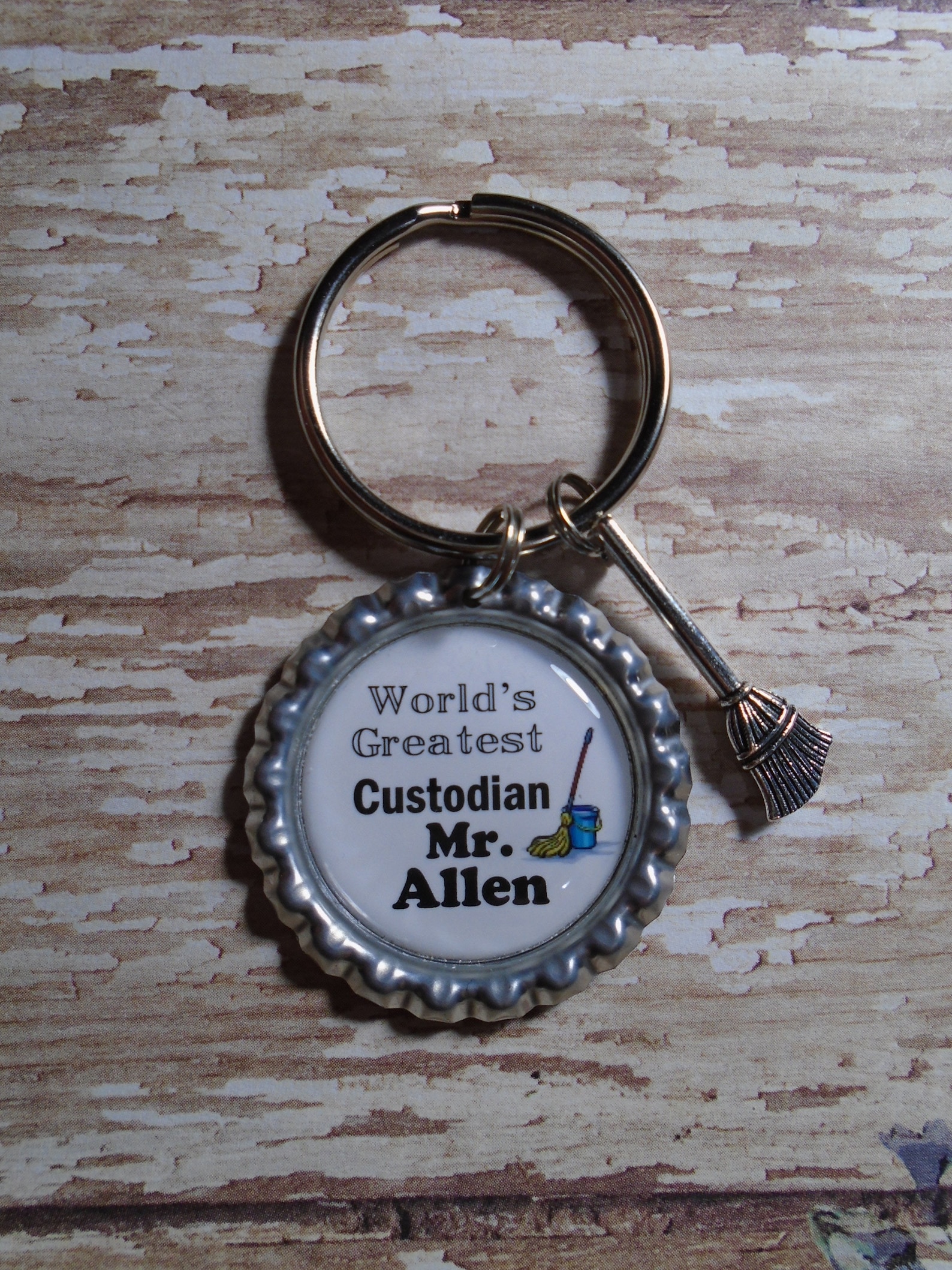 World's Greatest Custodian/janitor Key Chain With Charms | Etsy