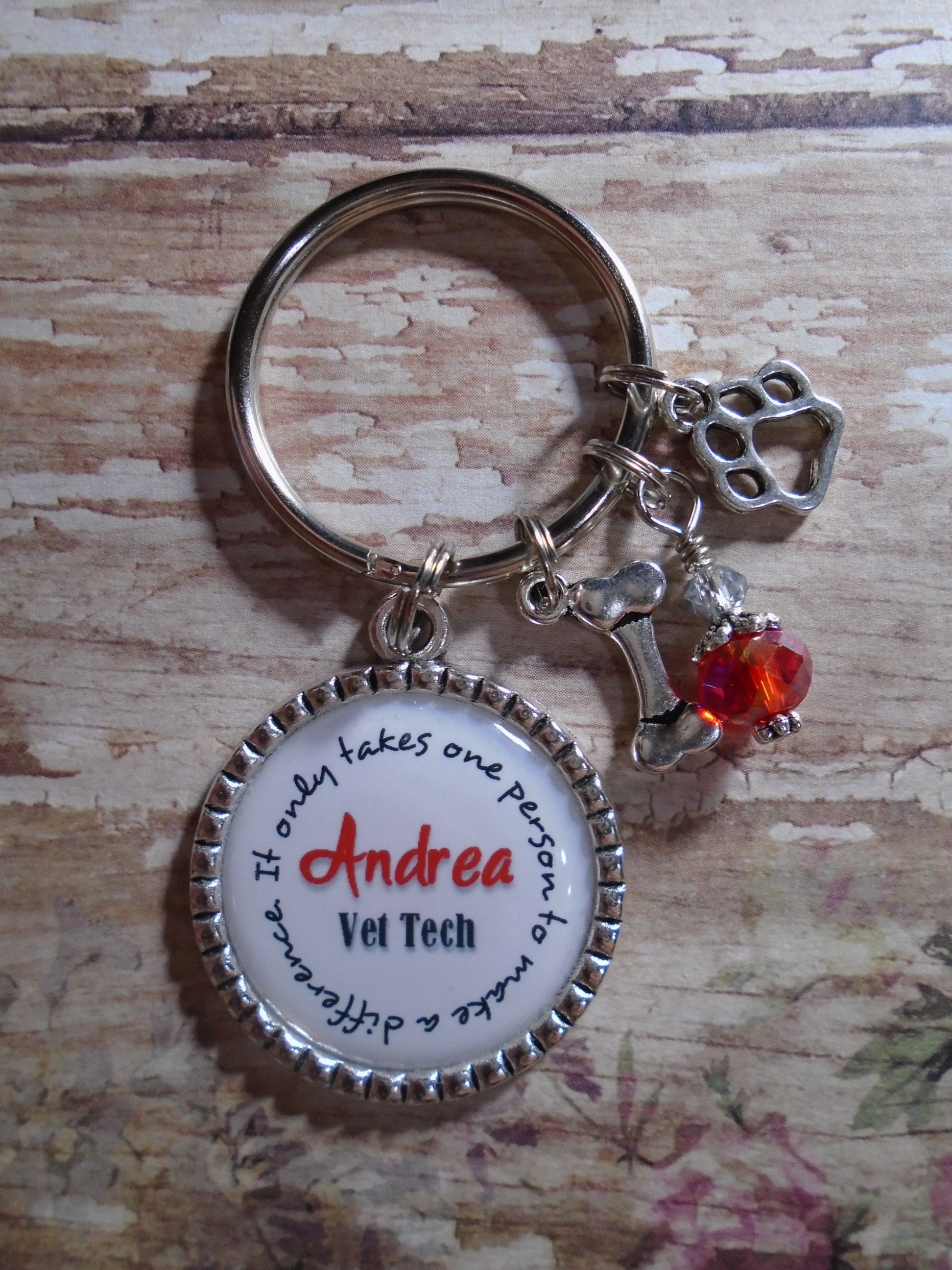 Personalized Vet Assistant/tech/rvt Key Chain With Charms | Etsy