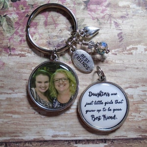 Personalized Family Photo Double-sided Key Chain With Charms for Mom ...